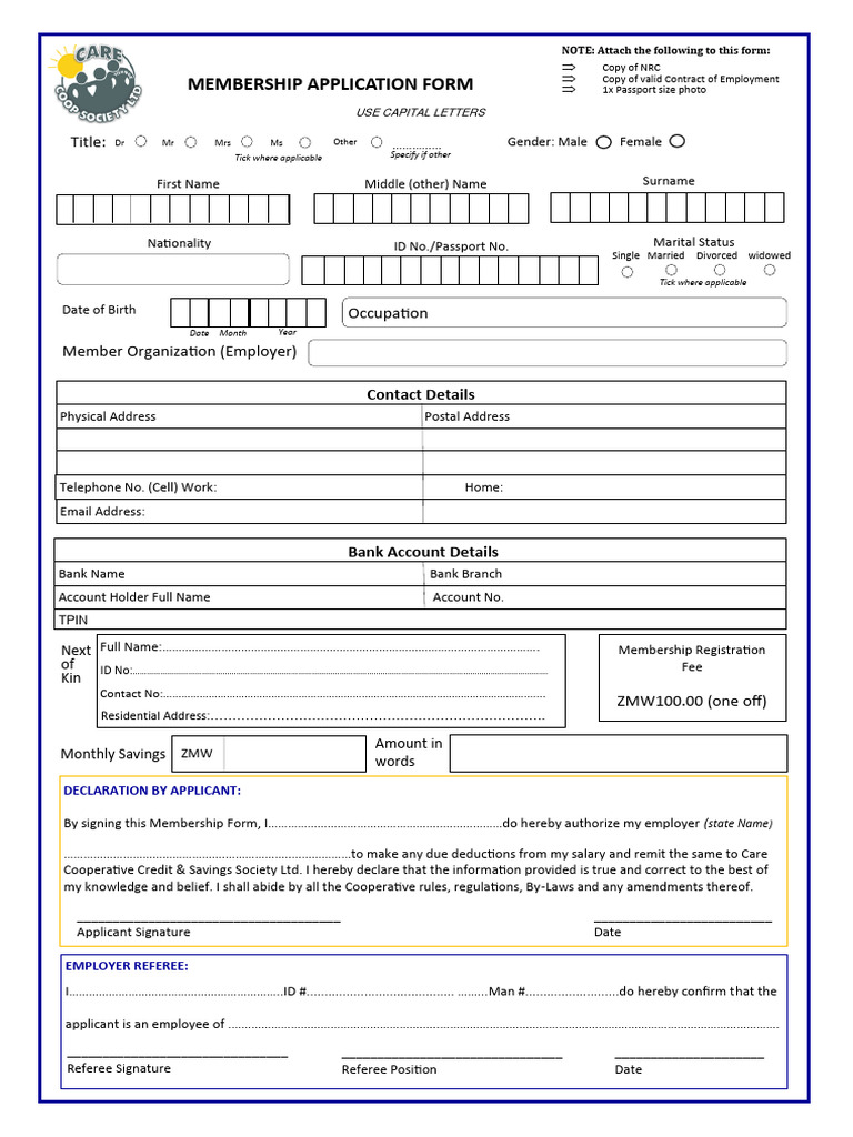 Cooperative Membership Application Form | PDF | Justice | Crime & Violence
