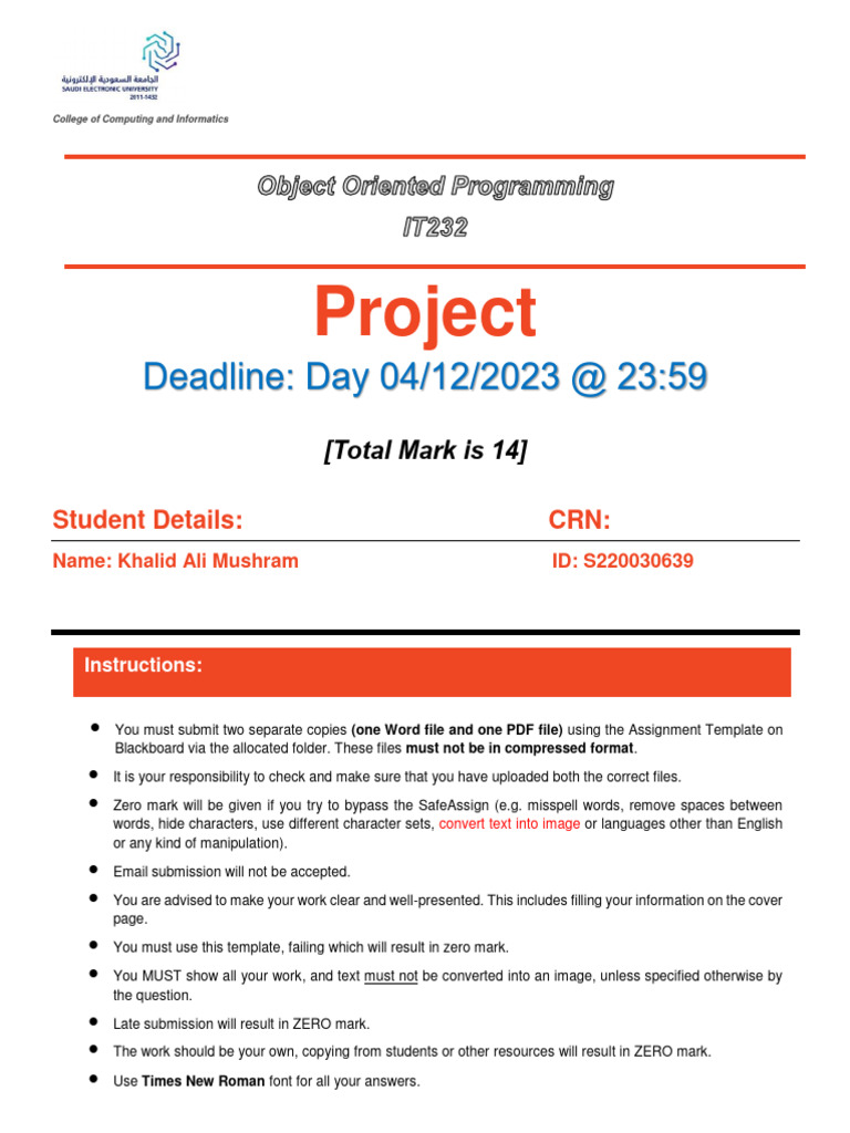 IT232 - Project | PDF | Programming | Constructor (Object Oriented Programming)