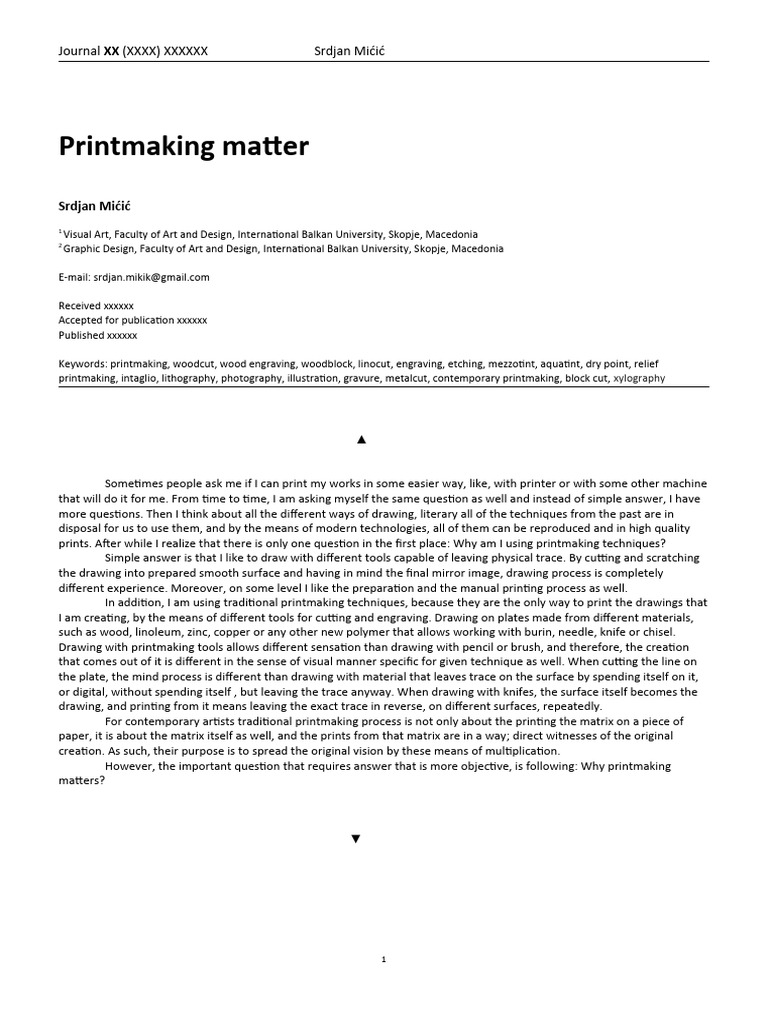 Printmaking Matter, Srdjan Mićić | PDF | Printmaking | Woodcuts