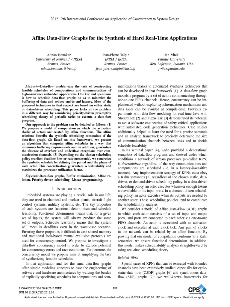 Affine Data-Flow Graphs for Real-Time Systems | PDF | Computer Programming | Information Technology