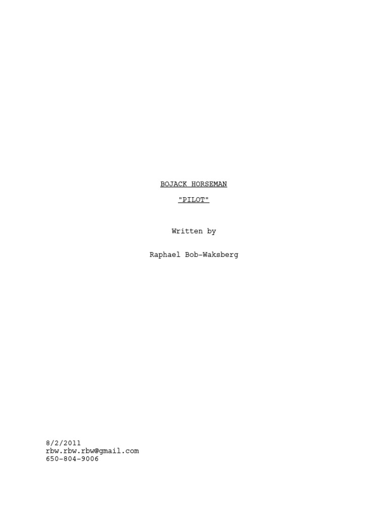 BoJack Horseman Pilot Script | PDF