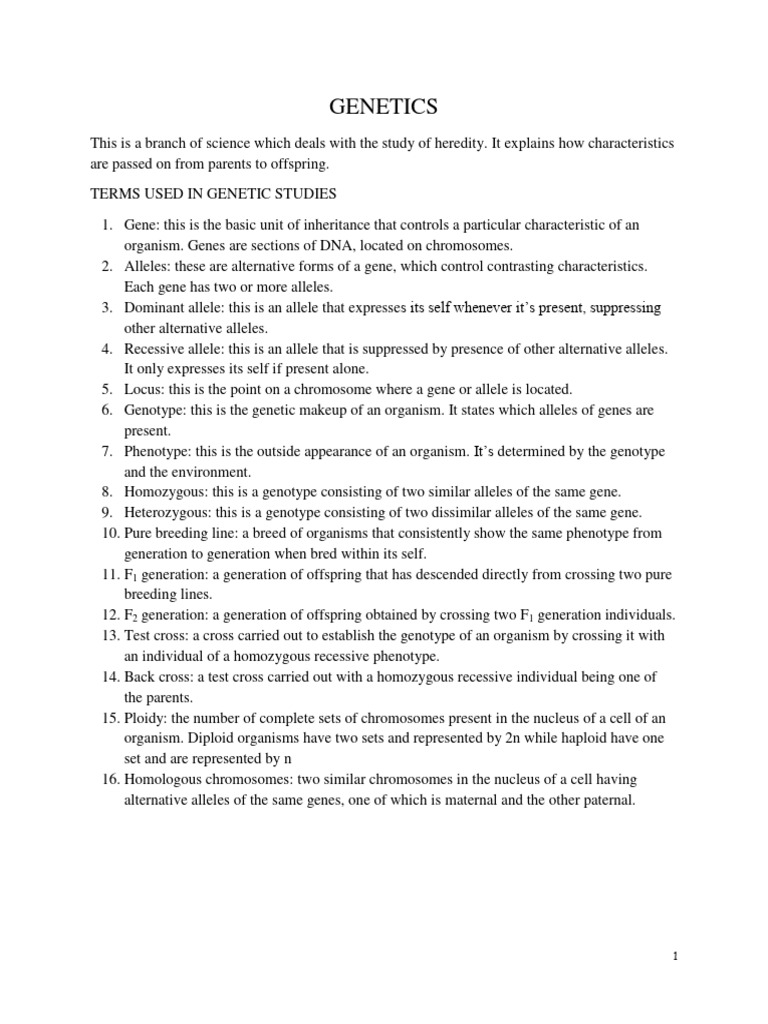 Genetics A Level Pdf