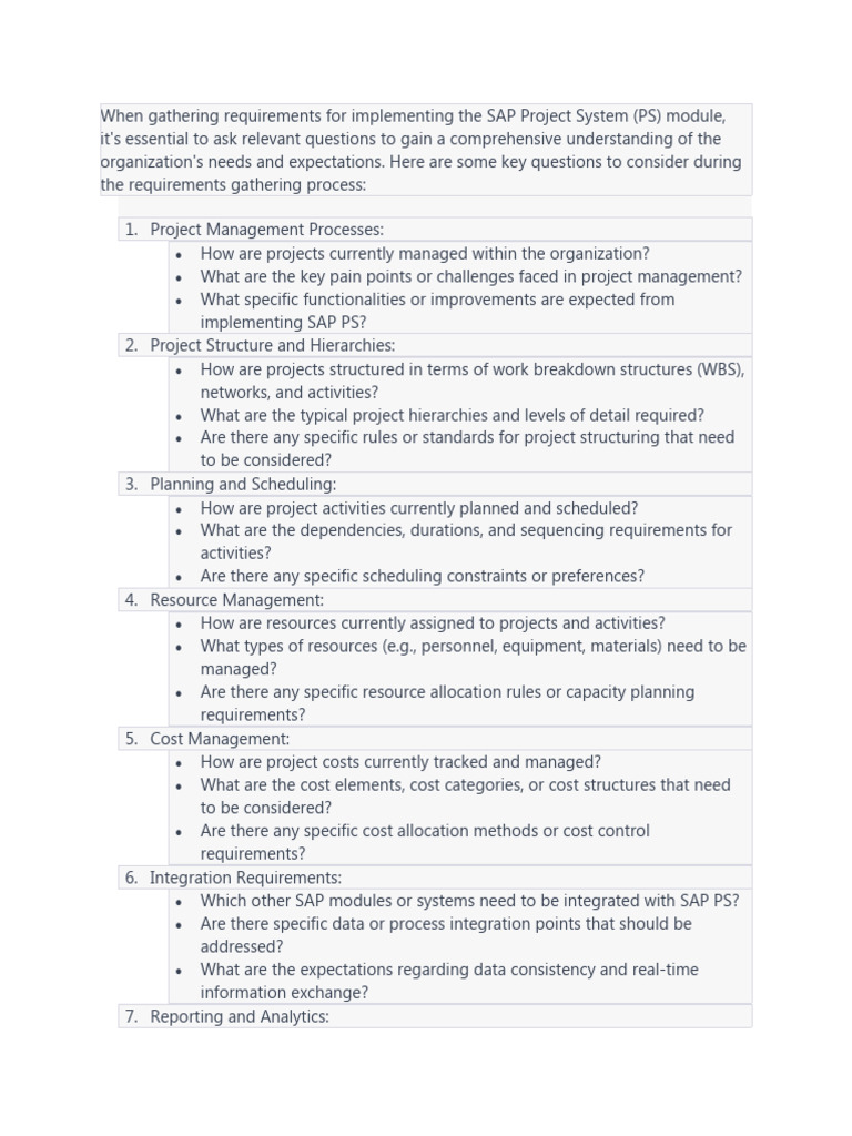 Requirement Gathering Questions | PDF | Project Management ...
