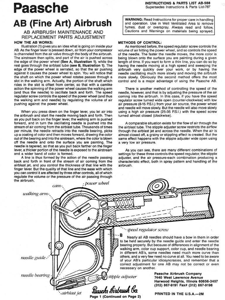 Paasche AB Maintenace and Parts Instruction S | PDF