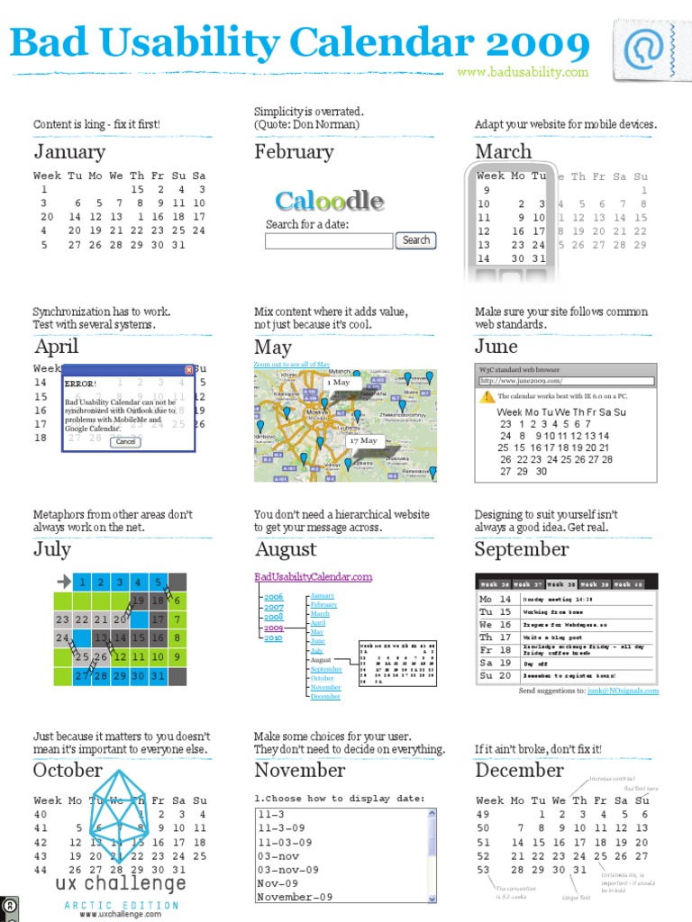 2009 Bad Usability Calendar Overview | PDF