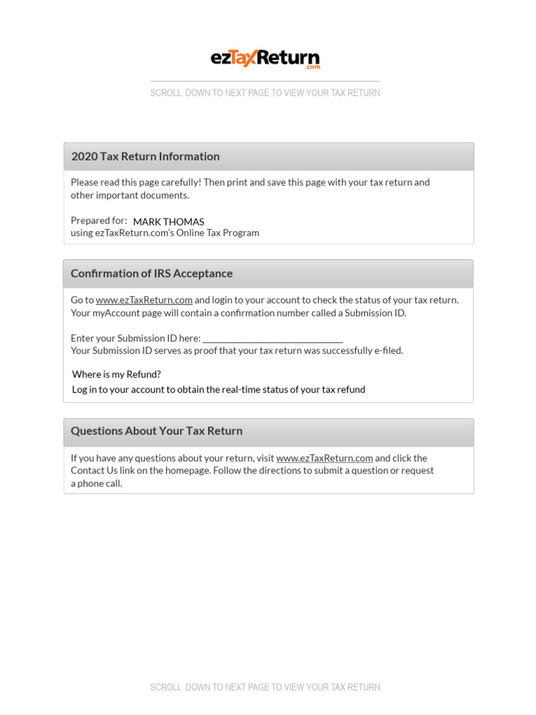 Tax Return Confirmation Guide | PDF
