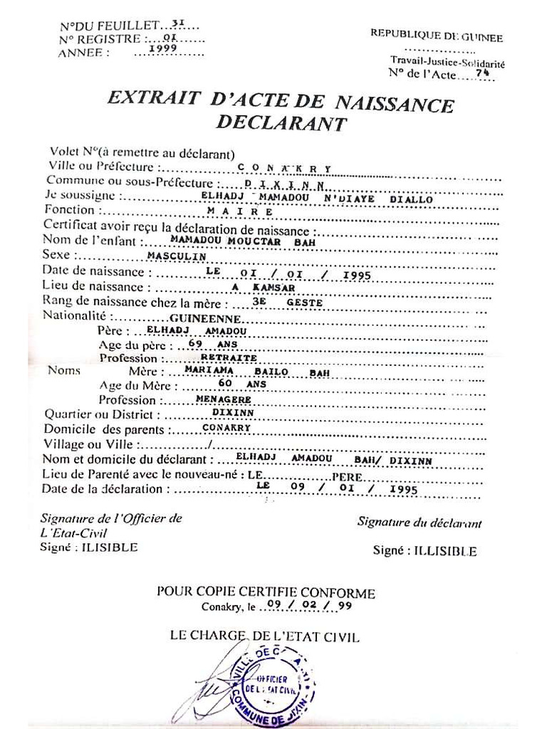 Extrait Naissance | PDF