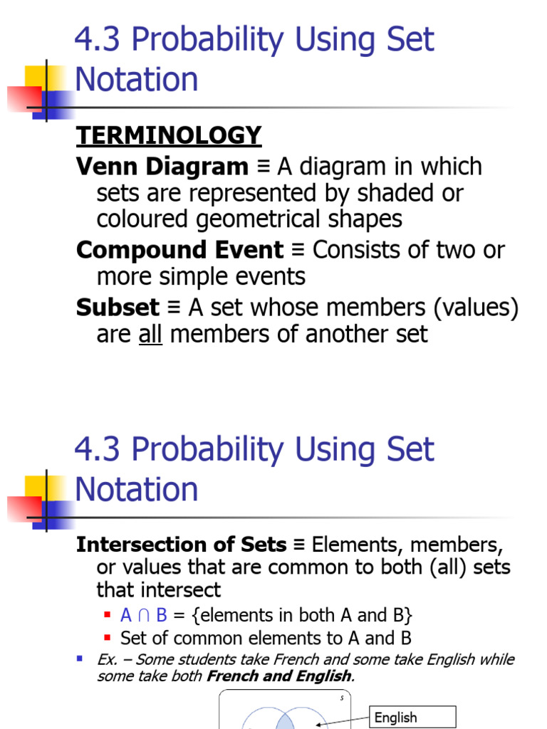 D5 4.3 Probability Using Sets | PDF | Set (Mathematics) | Probability