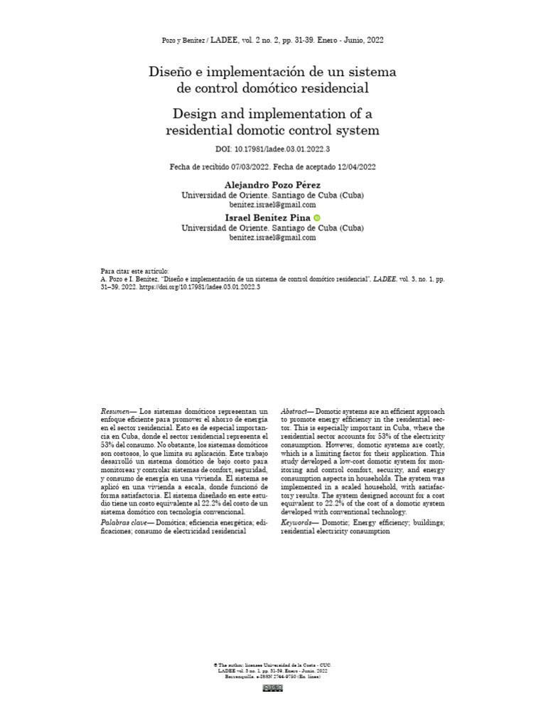 Diseño e Implementación de Un Sistema de Control Domótico Residencial ...
