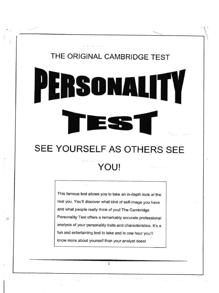 Cambridge Personality Test | PDF