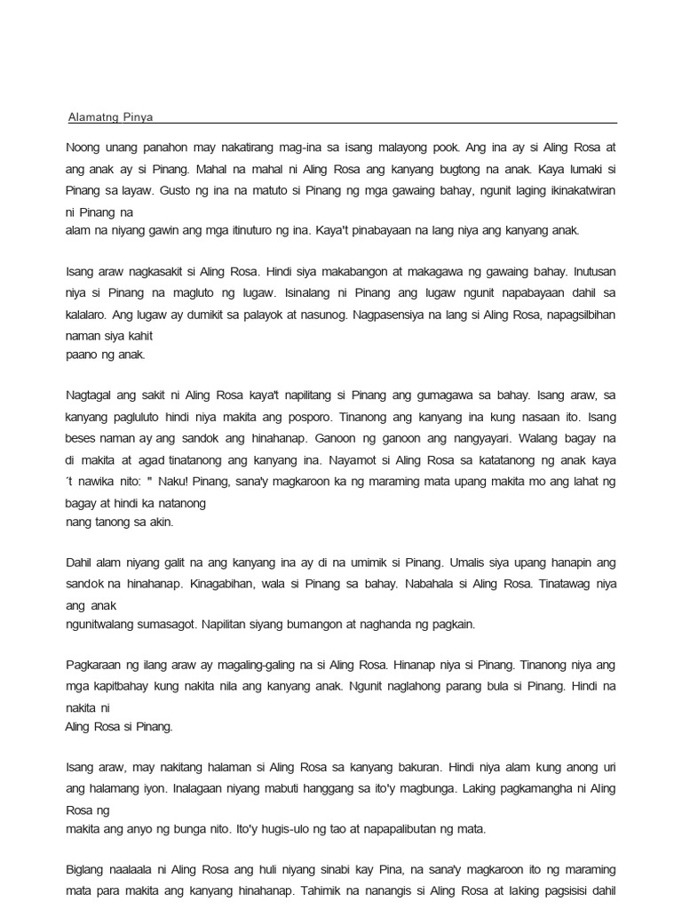 Alamat NG Pinya - Filippino | PDF