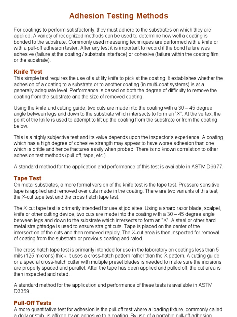 Adhesion Testing Method | PDF | Adhesion | Ultimate Tensile Strength