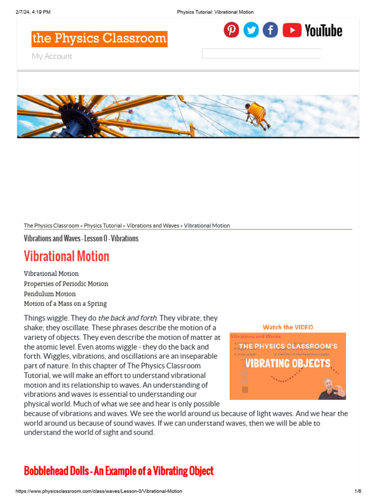 01 Physics Tutorial - Vibrational Motion | PDF | Oscillation | Force