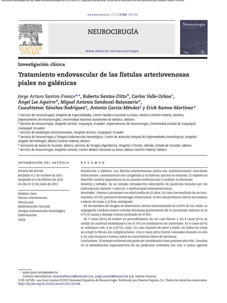 Tratamiento Endovascular de Fístulas Piales | PDF | Angiografía ...