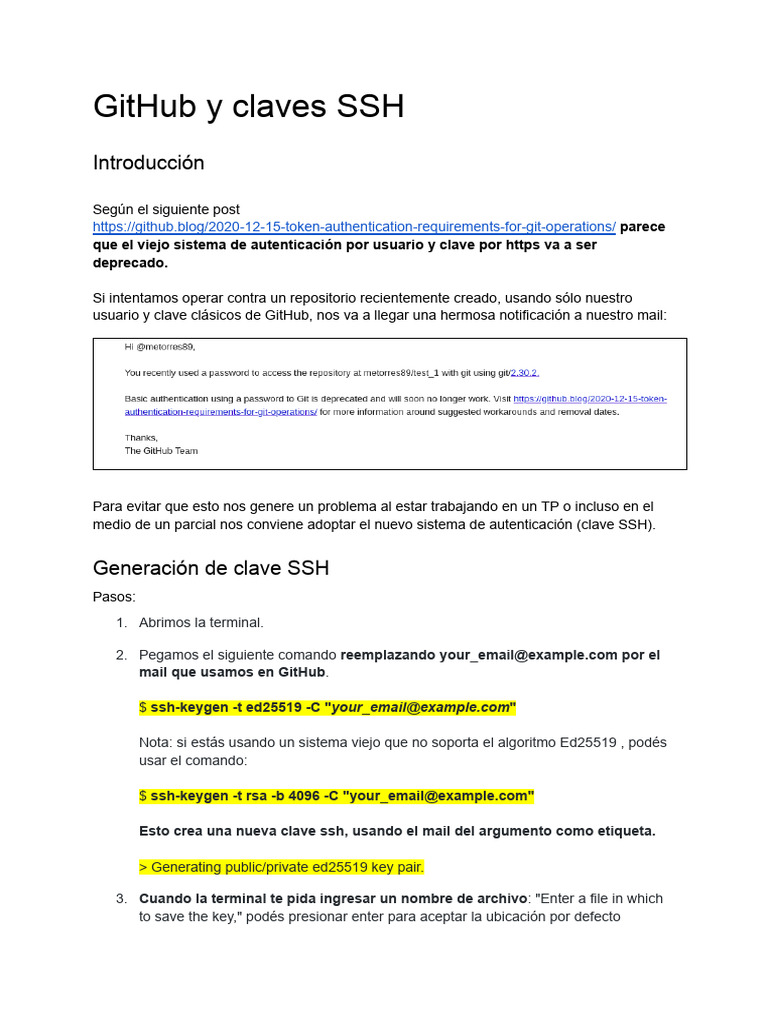 GitHub - Configuración de Acceso Por SSH | PDF | Autenticación | Cubierta segura