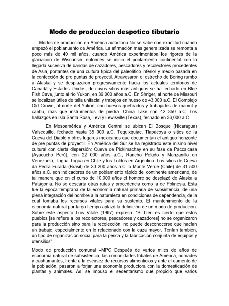 Modo de Produccion Despotico Tibutario | PDF