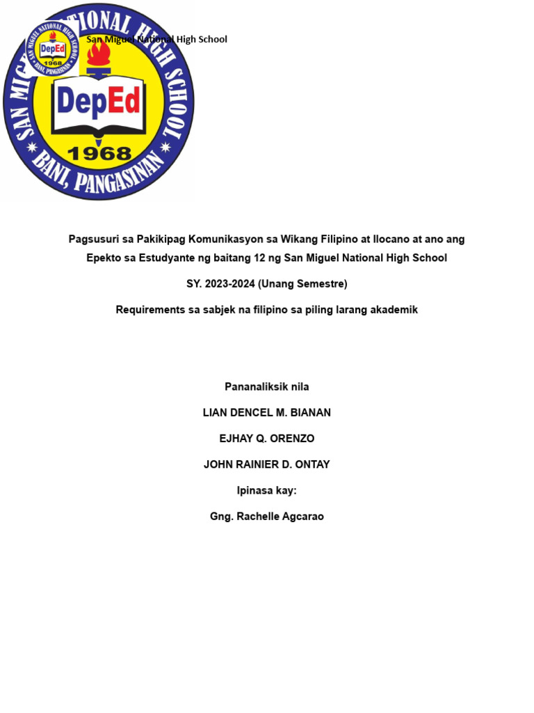 Research in Filipino | PDF