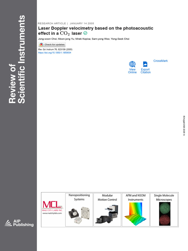 Laser Doppler Velocimetry Using Photoacoustic Effect | PDF ...