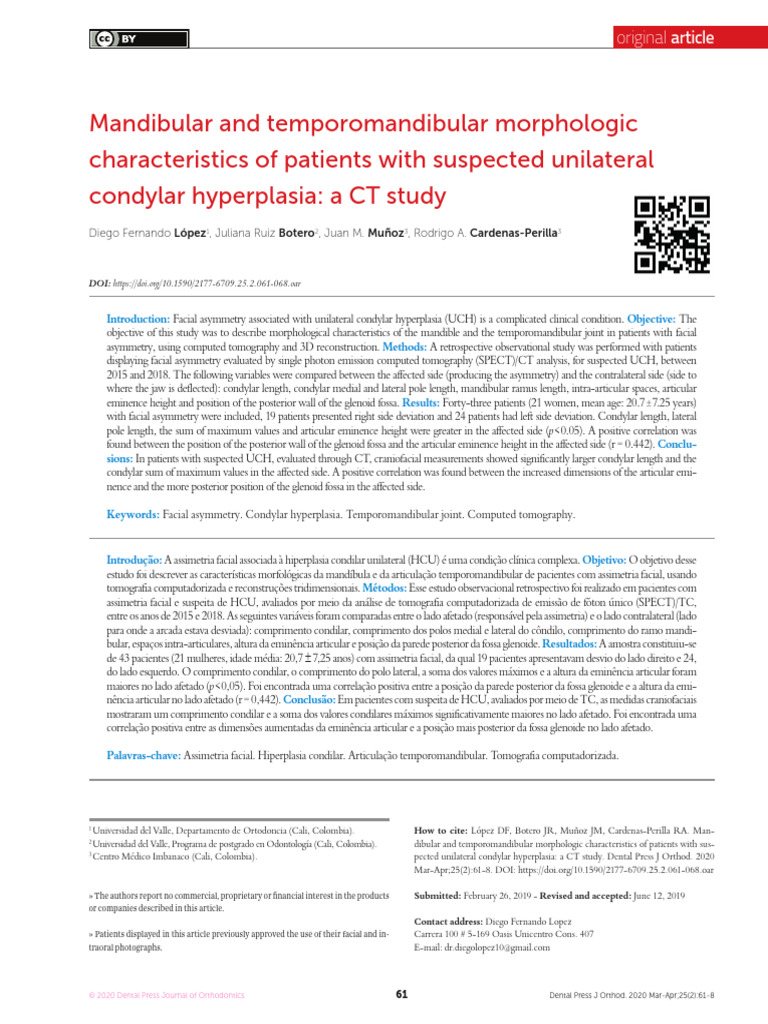 Morphologic Characteristics Unilateral Condylar Hyperplasia | PDF