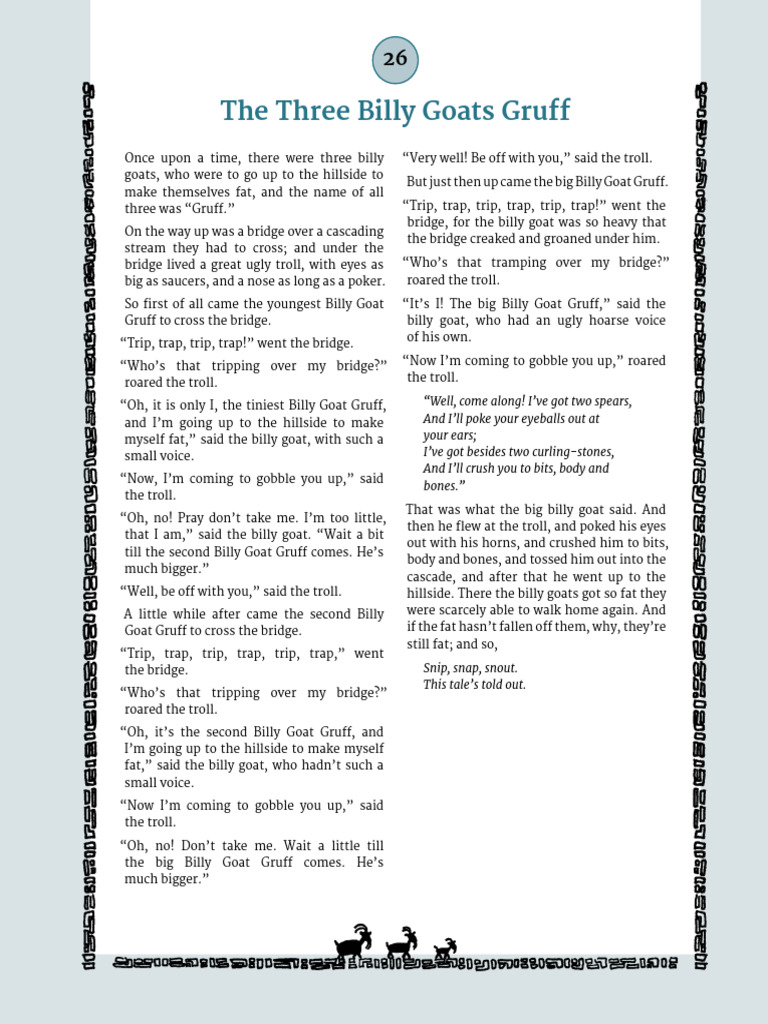 Three Billy Goats Gruff Script | PDF