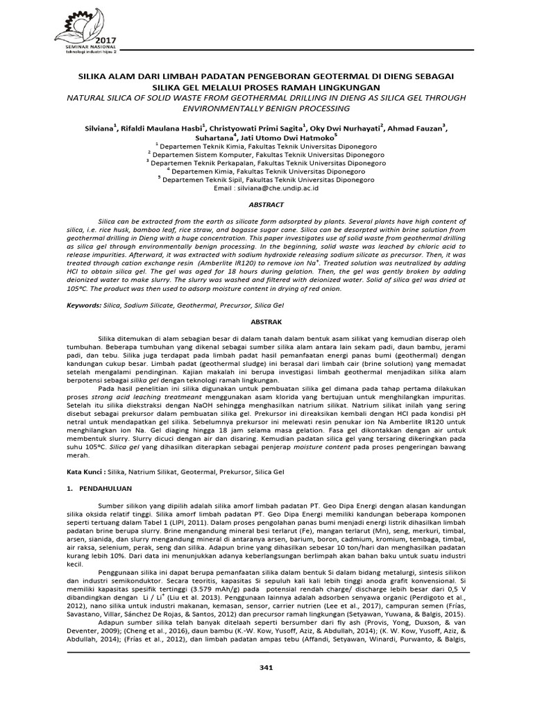 Silika Penanganan Pdf Silikon Dioksida Air Murni