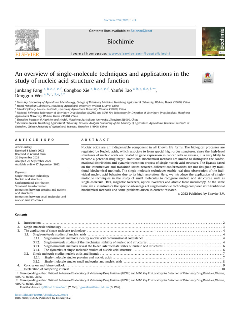 An Overview of Single-Molecule Techniques and Applications in The Study of Nucleic Acid ...