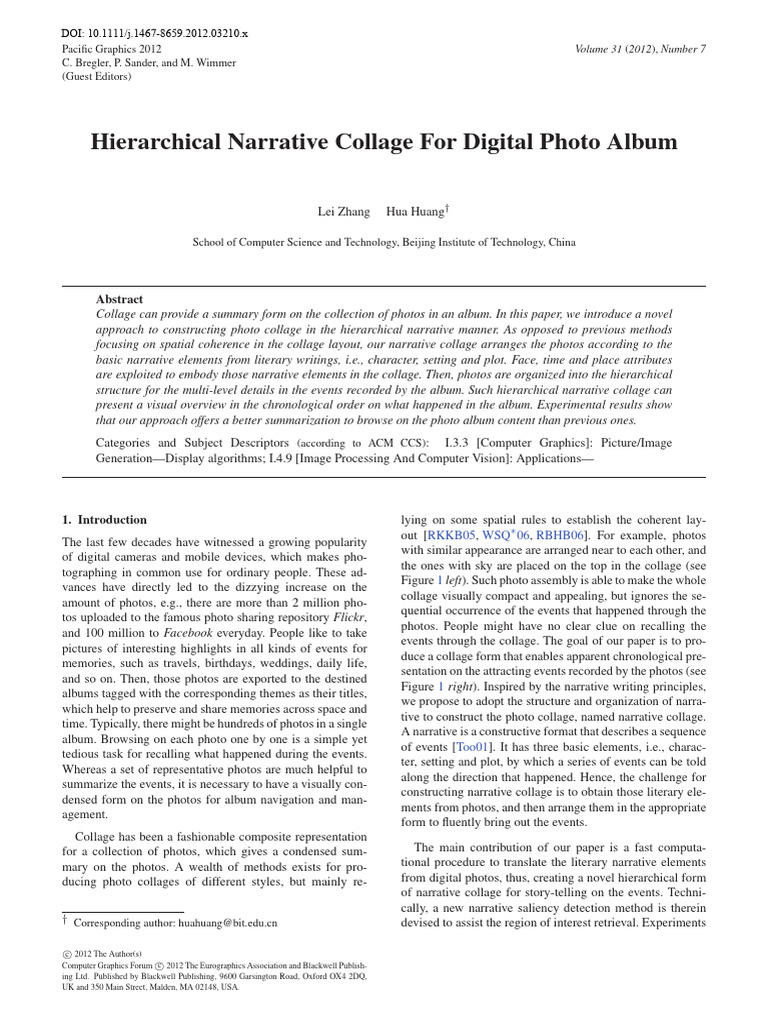 Hierarchical Narrative Collage For Digital Photo Album | PDF | Collage ...