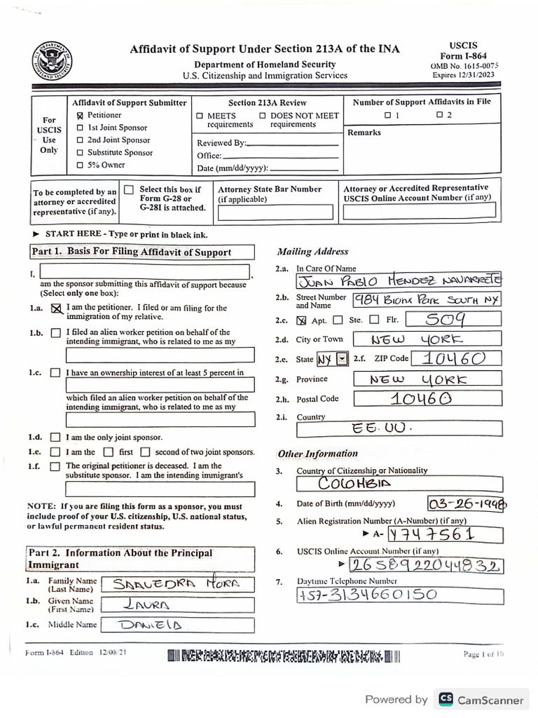Formulario I-864 | PDF