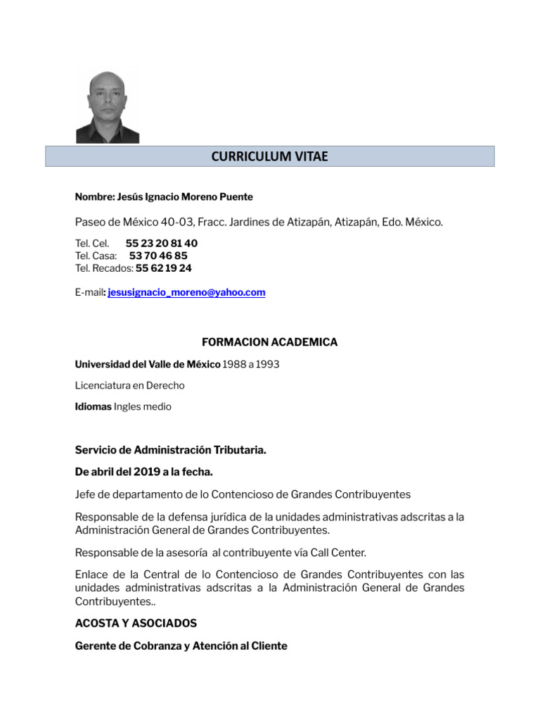 Curriculum Jesus Ignacio Moreno Puente Actualizado | PDF | Centro de llamadas | Business