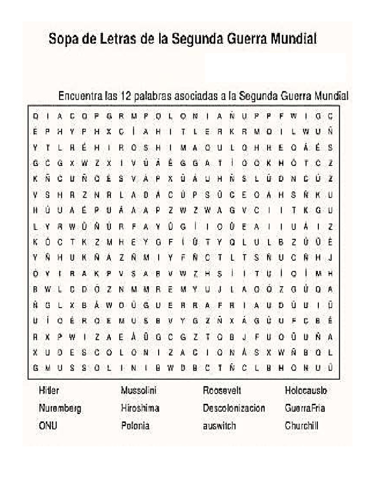 Sopa de Letras 2 Guerra Mundial Historia | PDF