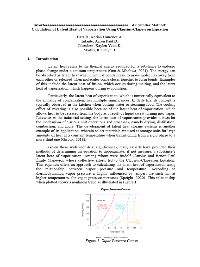 Inverted Cylinder Method for Latent Heat | PDF | Latent Heat | Evaporation