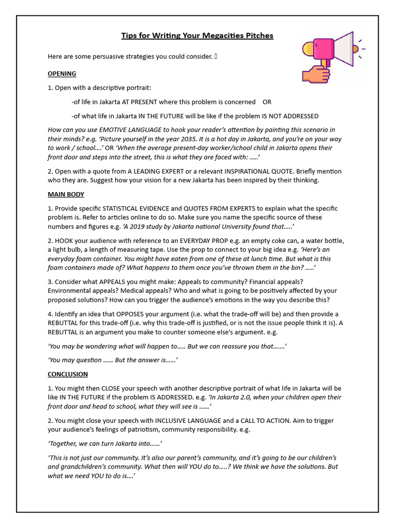 Tips For Writing Pitches Pdf Argument Cognition