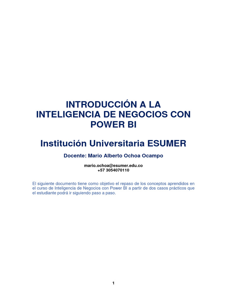 Memorias Inteligencia de Negocios Con Power BI | PDF | Base de datos ...