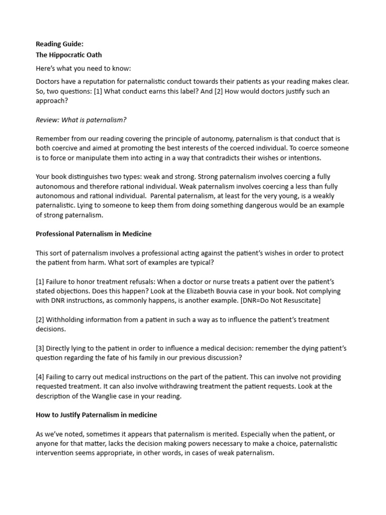 Justifying Medical Paternalism | PDF | Autonomy