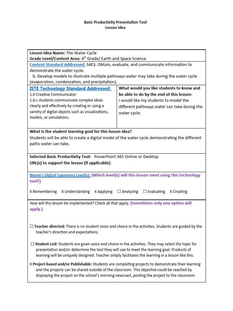 Bpts Basic Productivity Tools Lesson Idea Lilianav | PDF | Project Based Learning | Communication