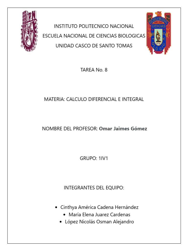 Tarea #8 Calculo | PDF