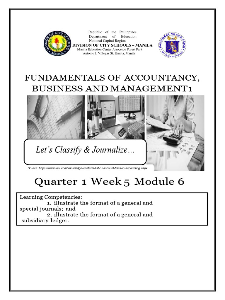 ABM 11 FABM1 Q1 W6 Mod6 | PDF | Debits And Credits | Accounting