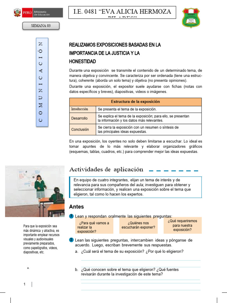Semana 3 Sesión 04 3° Año Realizamos Exposiciones Basadas en La ...