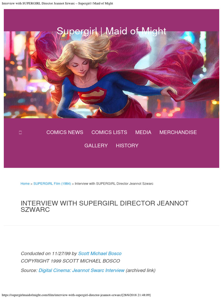 Interview With SUPERGIRL Director Jeannot Szwarc - Supergirl - Maid of Might | PDF