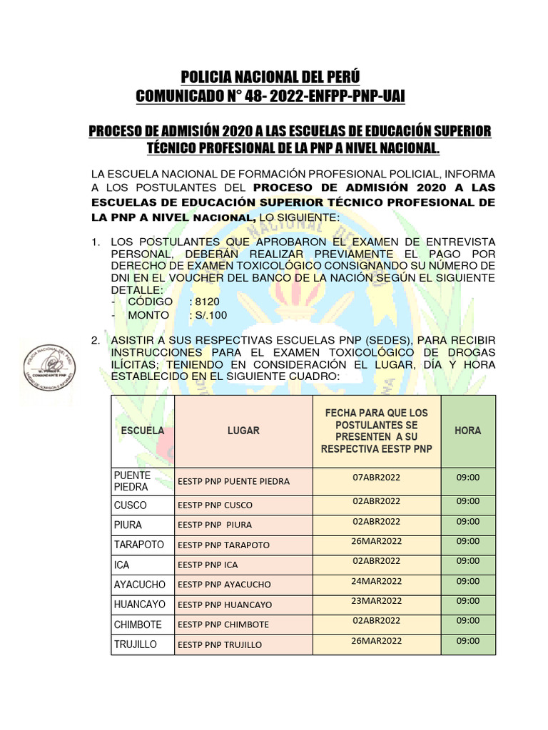 Comunicado #48 - Eestp-2022 | PDF | Gobierno | América del Sur