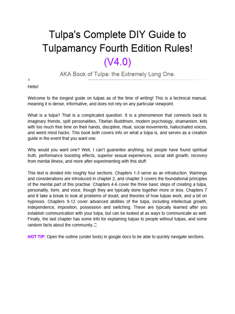 Tulpa's DIY Guide To Tulpamancy v4 Ingles | PDF | Dissociation ...