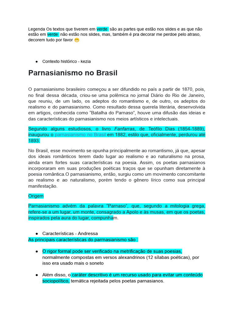 Parnasianismo: Contexto e Características | PDF | Poesia | Clássicos