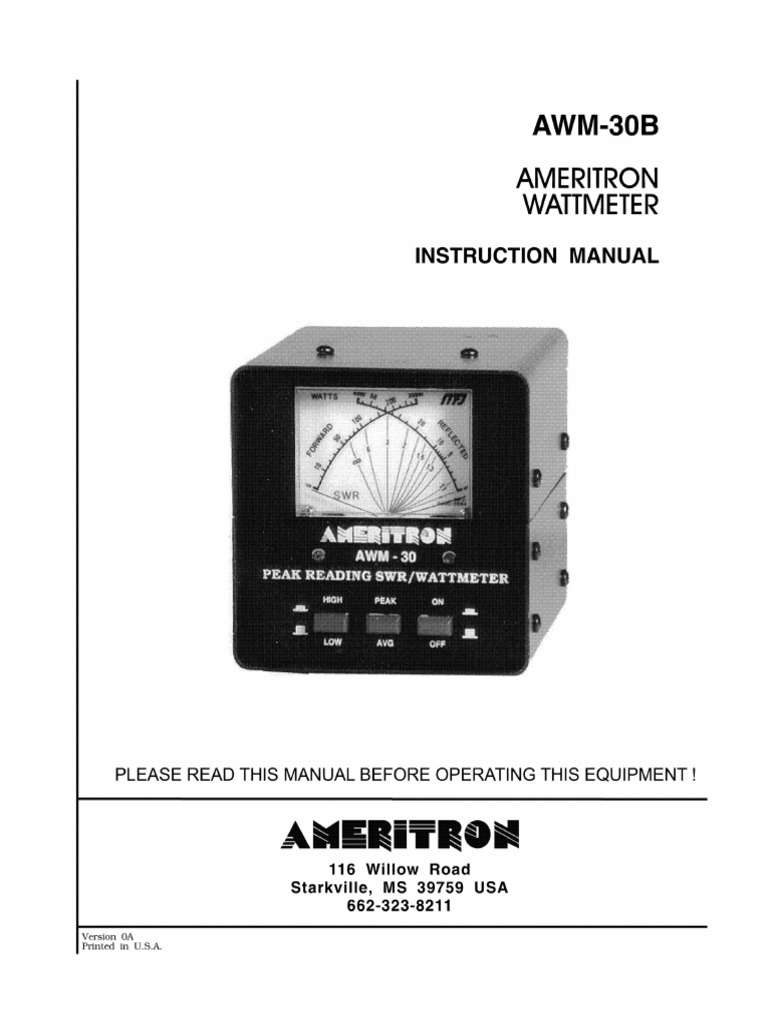 Ameritron AWM-30B - Manual | PDF
