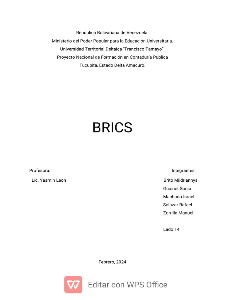 BRICS | PDF | Bric | Economias