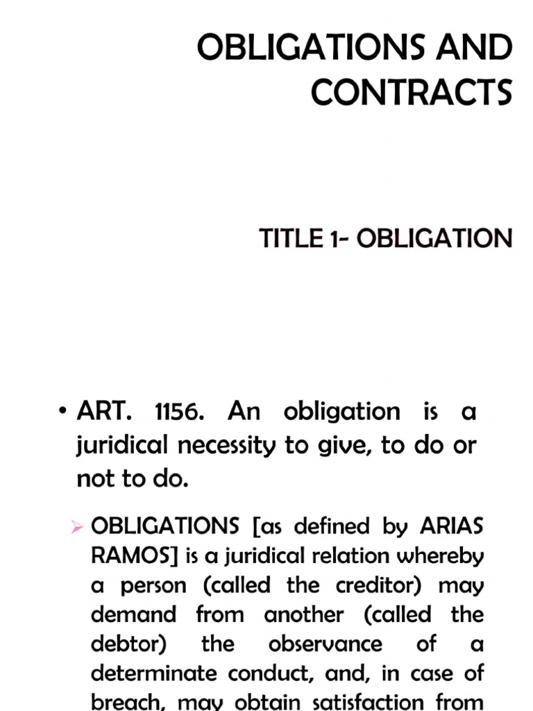 Obligations and Contracts | PDF