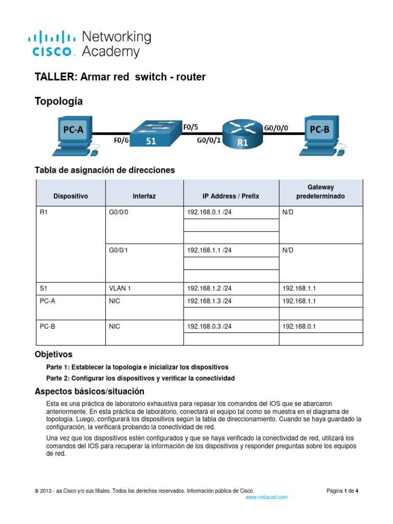 Lab Router Switch | PDF | Enrutador (Computación) | Dirección IP