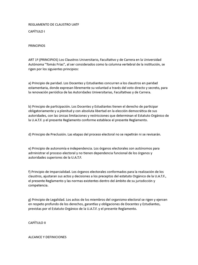 Reglamento de Claustro Uatf | PDF | Votación | Votación