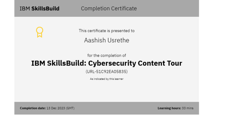 IBM SkillsBuild Cybersecurity Certificate | PDF