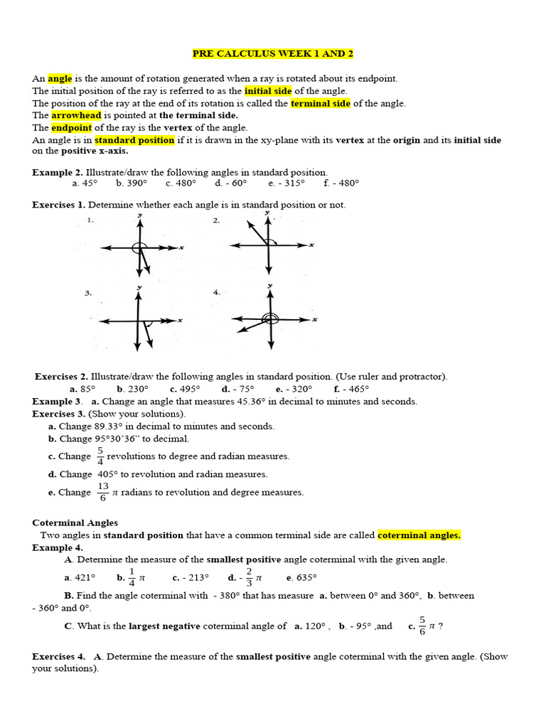Precal Review | PDF | Angle | Circle
