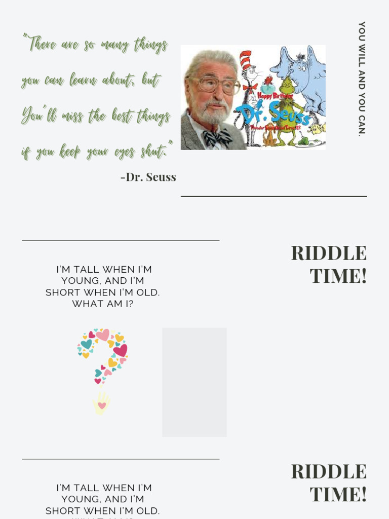 Dr. Seuss Riddles and Speech Grammar Guide | PDF | Pronoun | Linguistics
